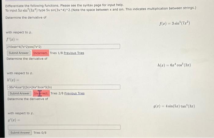 Solved Differentiate the following functions. Please see the | Chegg.com Solved Differentiate the following functions. Please see the | Chegg.com