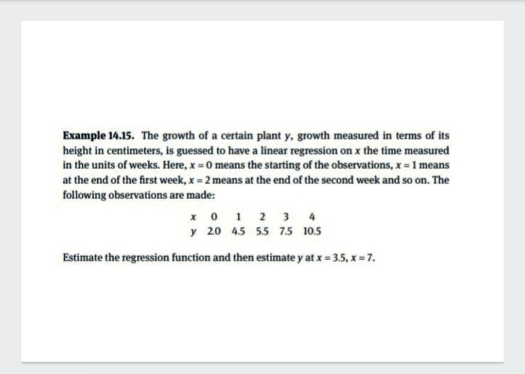 Solved Example 14.15. The growth of a certain plant y, | Chegg.com