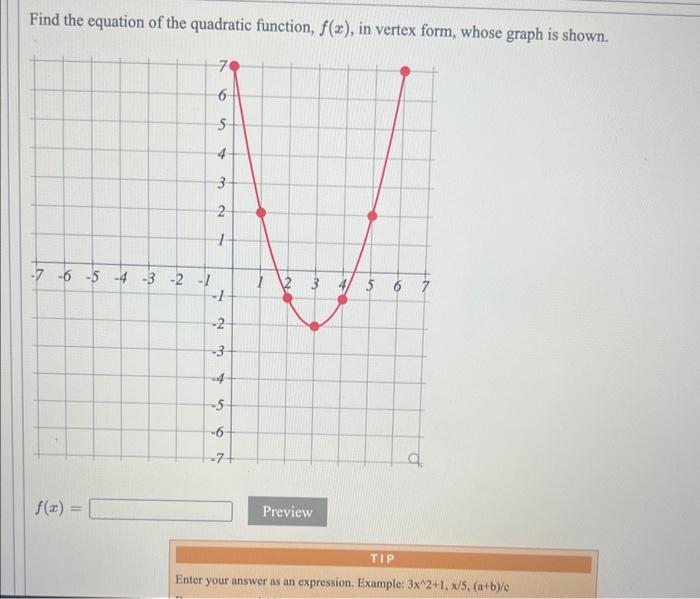 Solved Find the equation of the quadratic function, f(x), in | Chegg.com