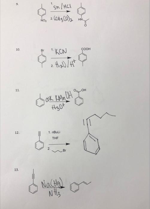 Solved 1 Sn/HCl 2. (CH2(0), NOZ 10. Br COOH 1. KCN 2 2H2O/H+ | Chegg.com
