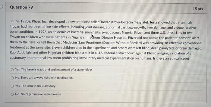 Solved In the 1990s, Pfizer, Inc., developed a new | Chegg.com