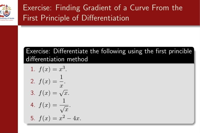 Solved Exercise: Finding Gradient of a Curve From the First | Chegg.com