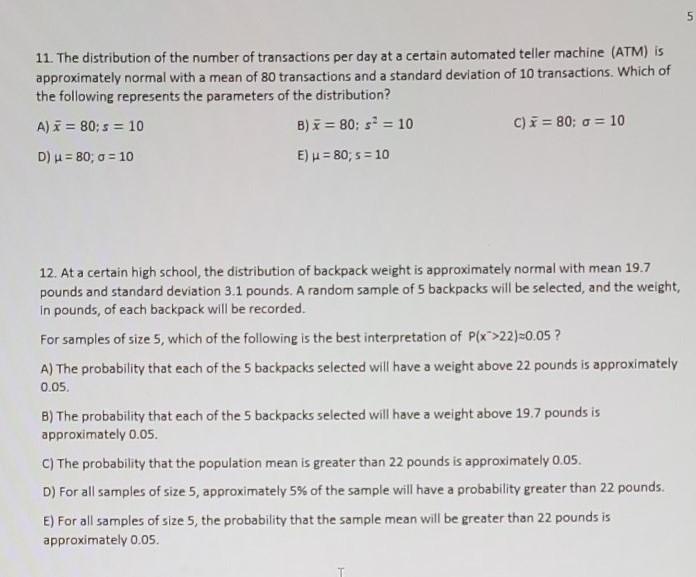 Solved 11. The distribution of the number of transactions | Chegg.com