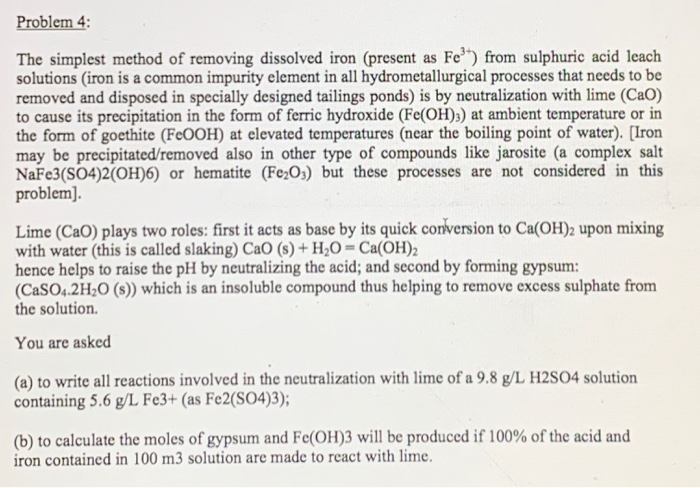 Solved Problem 4: The simplest method of removing dissolved | Chegg.com