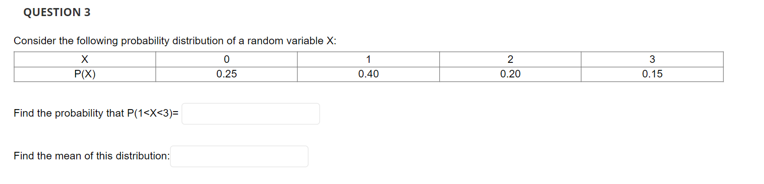 Solved QUESTION 3Consider the following probability | Chegg.com