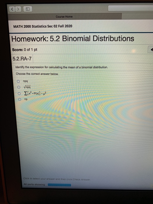 Solved Course Home MATH 2000 Statistics Sec 02 Fall 2020 | Chegg.com