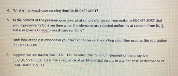 Solved 4. What is the worst-case running time for | Chegg.com