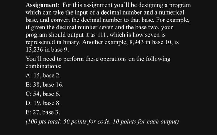 Solved Assignment: For this assignment you'll be designing a | Chegg.com