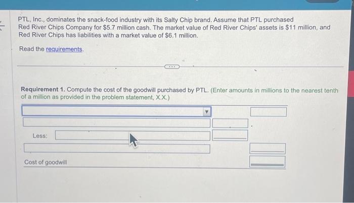 Solved PTL, Inc., dominates the snack-food industry with its | Chegg.com