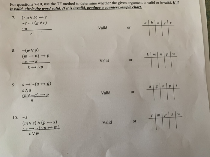 Solved For questions 7-10, use the TF method to determine | Chegg.com