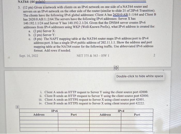 Solved Given a network with clients on an IPv6 network on | Chegg.com