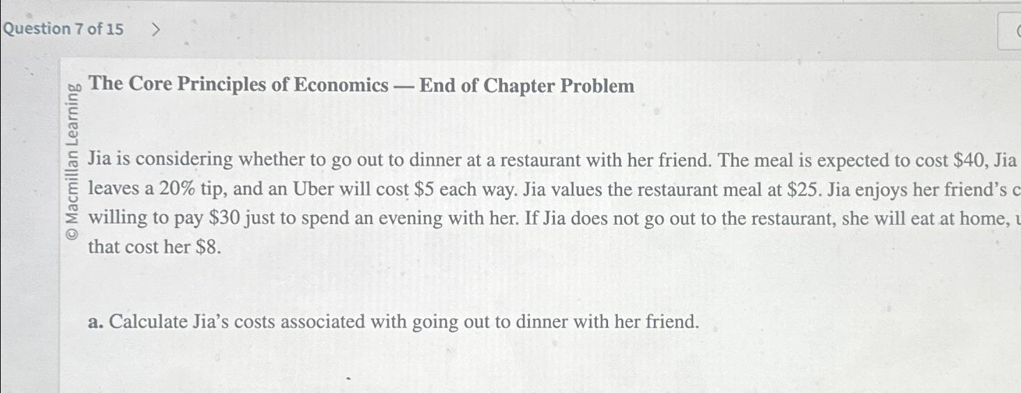 Solved Question 7 ﻿of 15The Core Principles of Economics — | Chegg.com