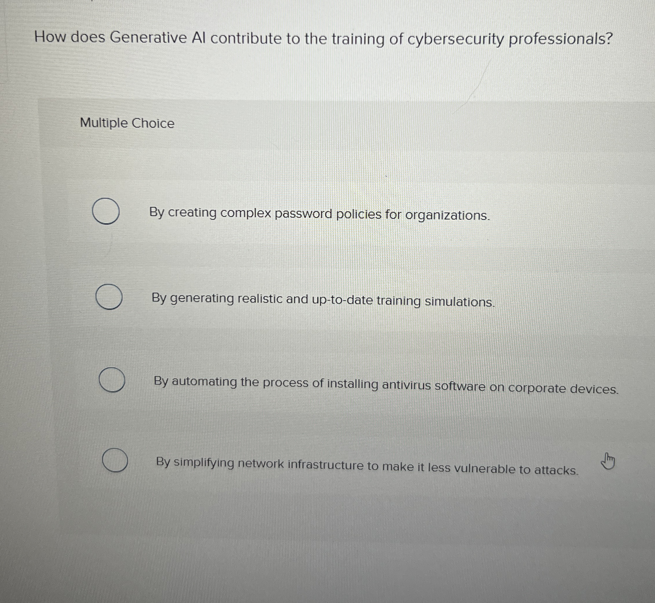 Solved How does Generative Al contribute to the training of | Chegg.com