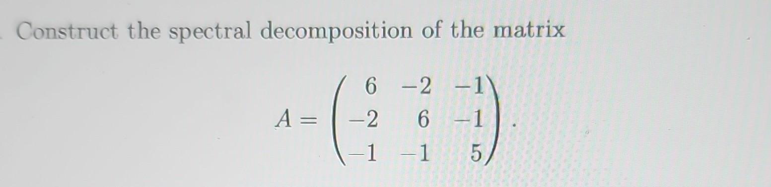 Solved Construct the spectral decomposition of the matrix | Chegg.com
