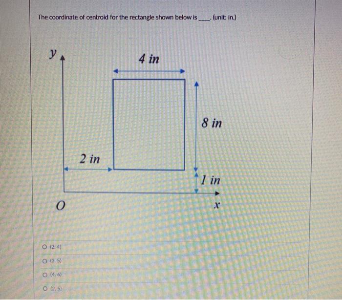 Solved The coordinate of centroid for the rectangle shown | Chegg.com