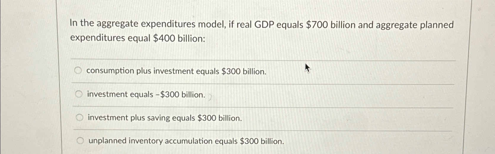Solved In the aggregate expenditures model, if real GDP | Chegg.com