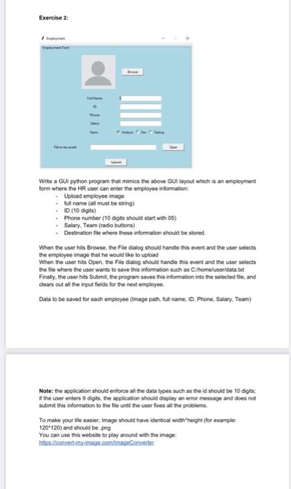 Solved Exercise 2: Write a GUl python program that mimics | Chegg.com