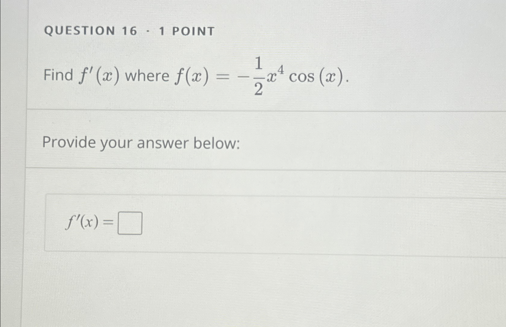 Solved QUESTION 16 - 1 ﻿POINTFind f'(x) ﻿where | Chegg.com