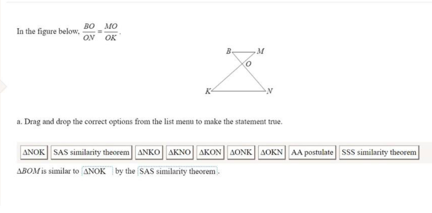 Solved In the figure below, BOON=MOOK.a. ﻿Drag and drop the | Chegg.com