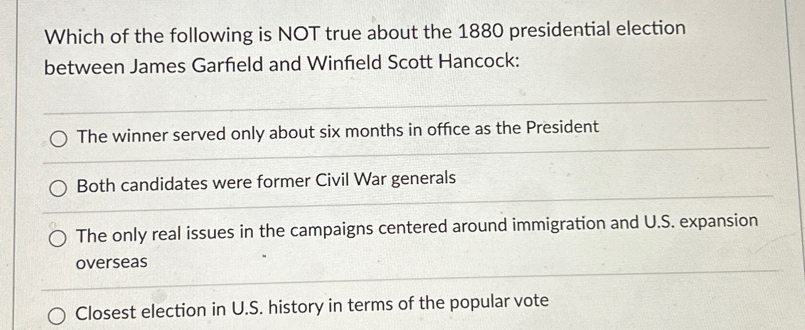Solved Which of the following is NOT true about the 1880 | Chegg.com