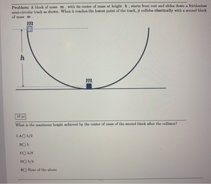 Solved Problem: A block of mass m, with its center of mass | Chegg.com