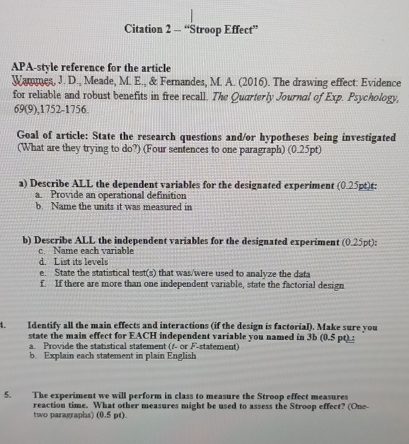 Solved Citation 2 - ﻿"Stroop Effect"APA-style reference for | Chegg.com