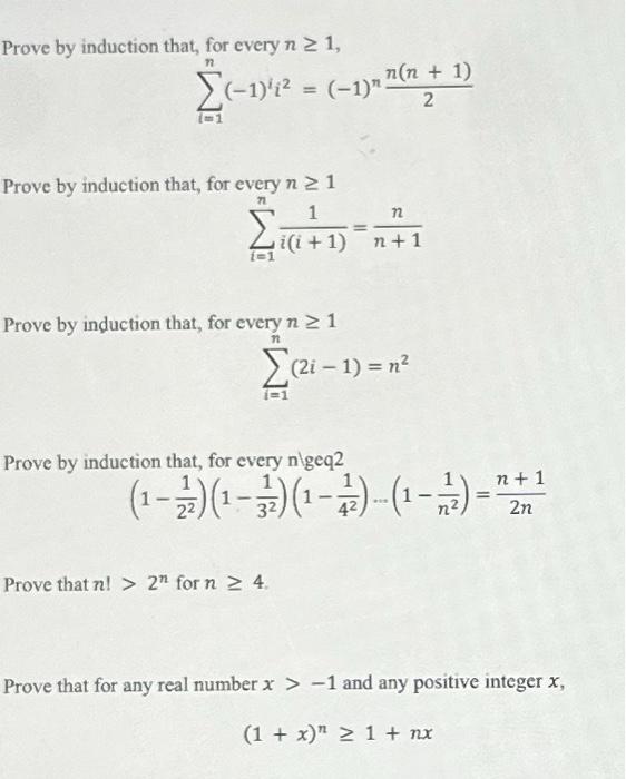 Solved Prove by induction that, for every n≥1, | Chegg.com