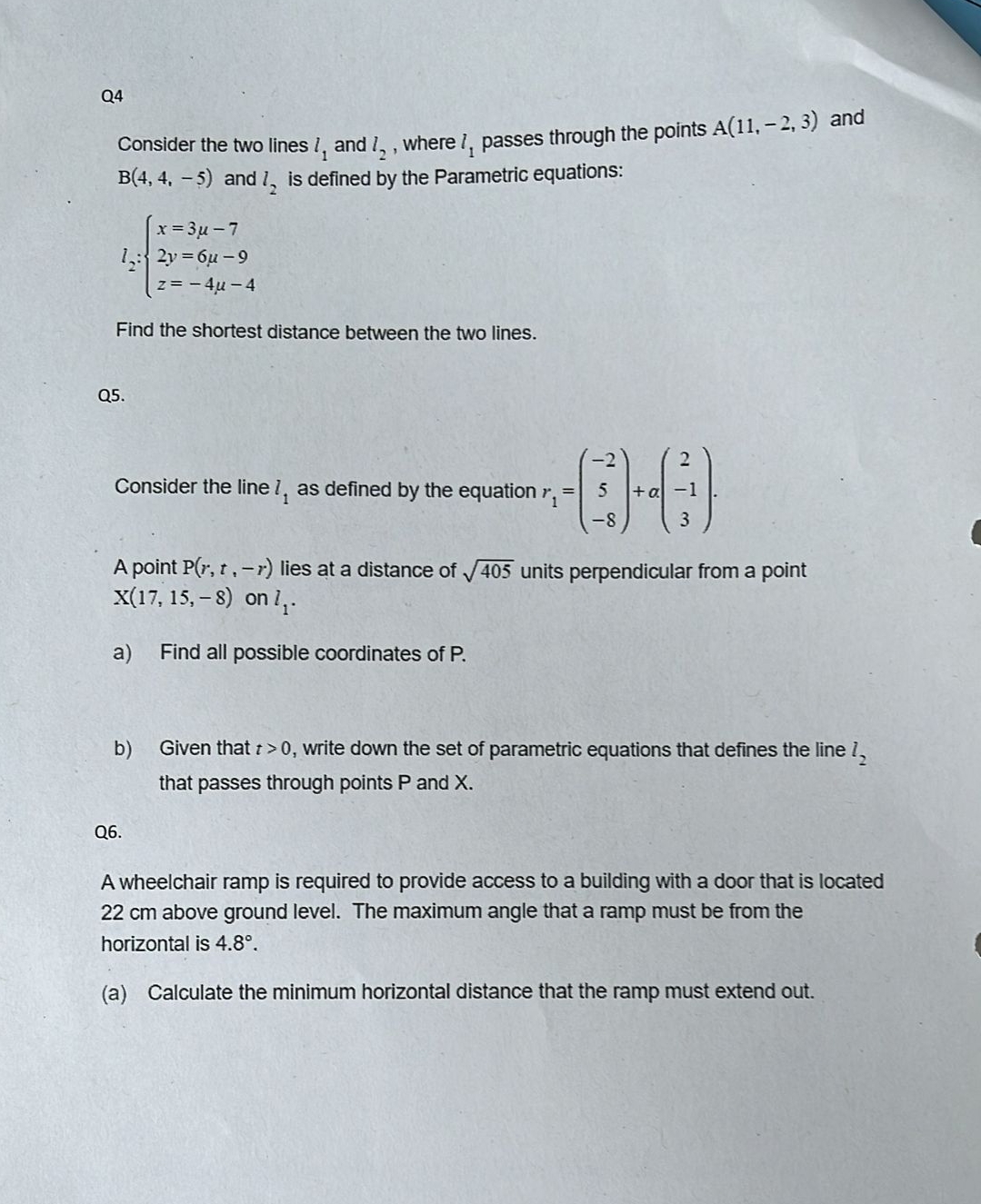 Q4Consider the two lines l1 ﻿and l2, ﻿where l1 | Chegg.com