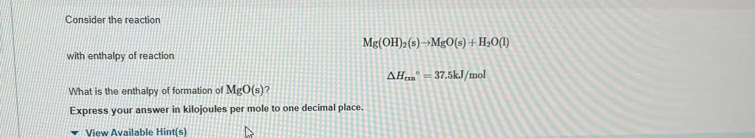 Solved Consider the reactionwith enthalpy of | Chegg.com