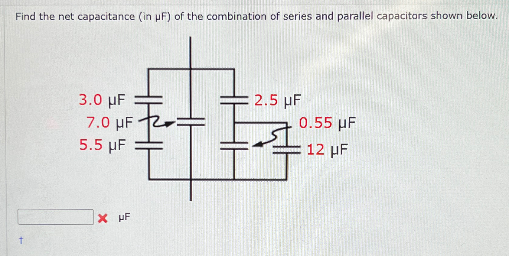 Solved Find the net capacitance (in μF ) ﻿of the combination | Chegg.com