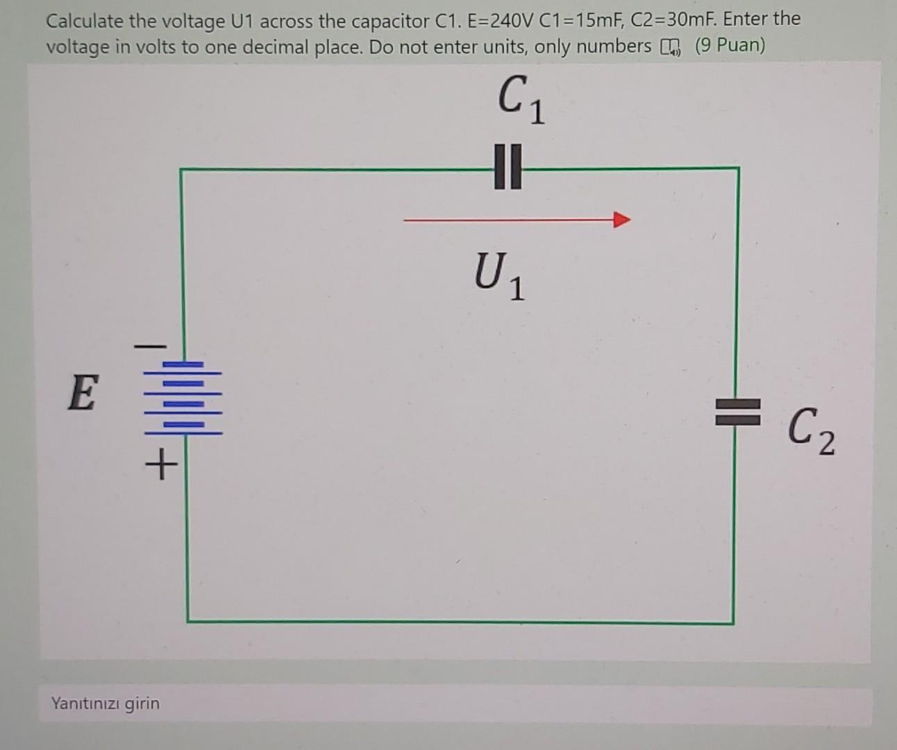Solved Calculate the voltage U1 across the capacitor | Chegg.com