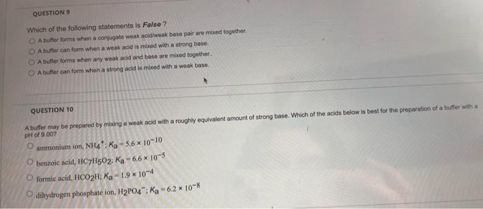 Solved Which of the following statements is False? A buffer | Chegg.com