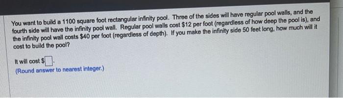 Solved You want to build a 1100 square foot rectangular | Chegg.com