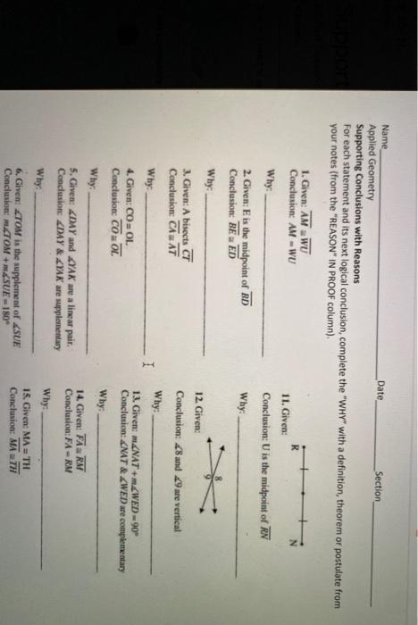 Solved Name Date Section Applied Geometry Supporting | Chegg.com