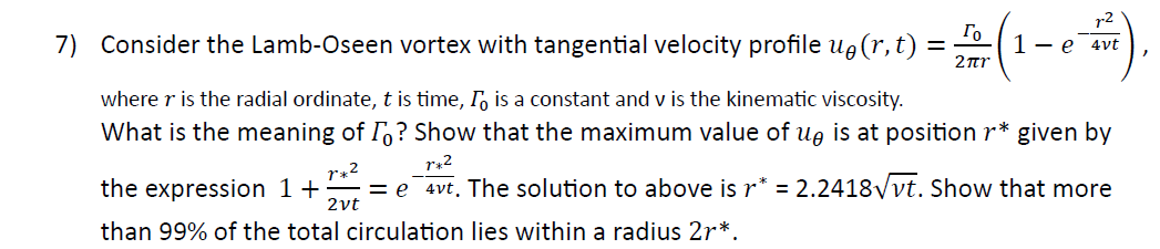 Solved Consider the Lamb-Oseen vortex with tangential | Chegg.com