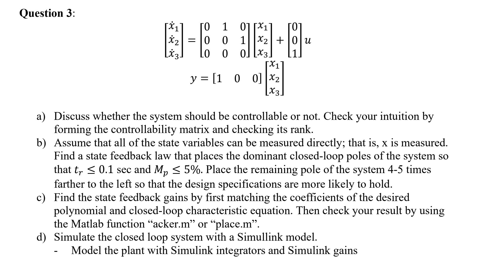 I need help solving this full control systems problem | Chegg.com