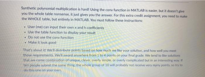 Synthetic polynomial multiplication is hard! Using | Chegg.com