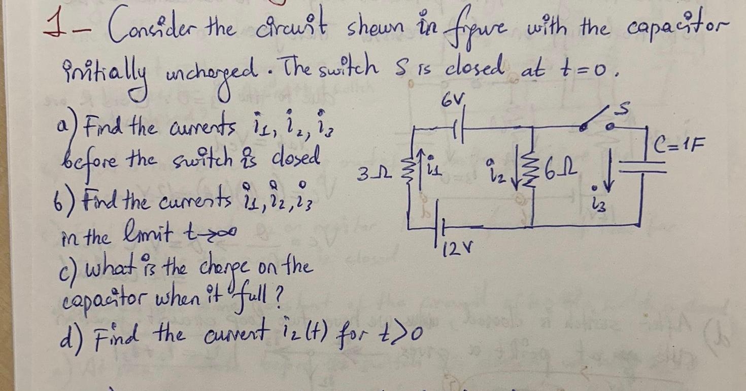 Solved Consider the circuit shewn in figure with the | Chegg.com