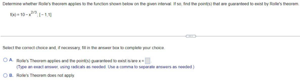 Solved Determine whether Rolle's theorem applies to the | Chegg.com