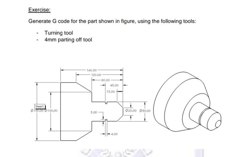 Solved Exercise: Generate G code for the part shown in | Chegg.com