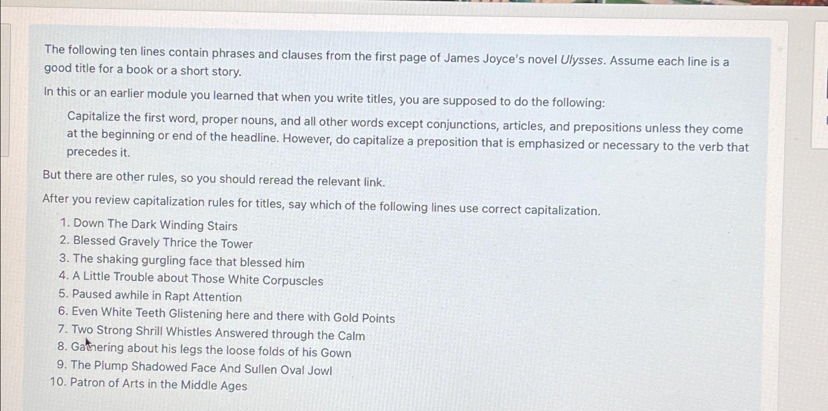 Solved The following ten lines contain phrases and clauses | Chegg.com