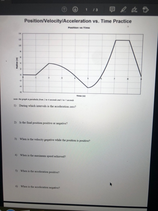 Solved Position/Velocity/Acceleration vs. Time Practice | Chegg.com