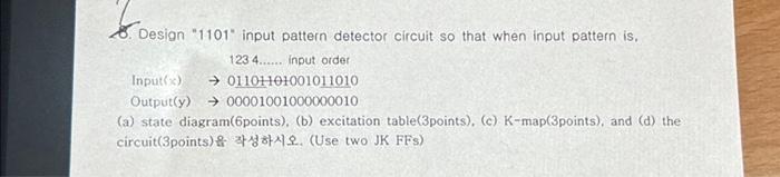 Solved 8. Design "1101" input pattern detector circuit so | Chegg.com