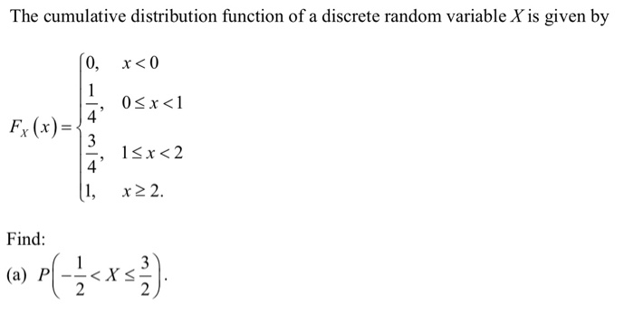 Solved The cumulative distribution function of a discrete | Chegg.com
