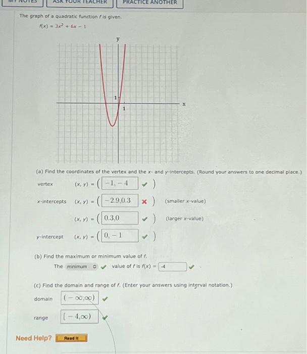 Solved The graph of a quadratic function f is given. | Chegg.com