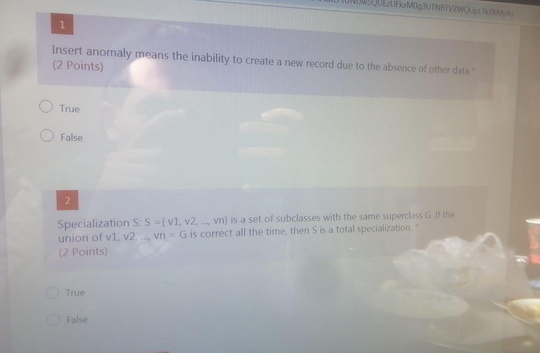Solved UEZUFLxMOGŽUTNBTVZWQUPLIKZKMU 1 Insert anomaly means | Chegg.com