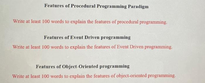 Solved write 100 words to explain the featurs that's on Java | Chegg.com