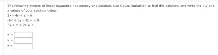 Solved The following system of linear equations has exactly | Chegg.com