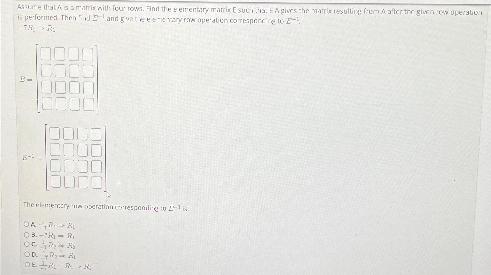 Solved Assume that A ﻿is a matrix with four rows. Find the | Chegg.com