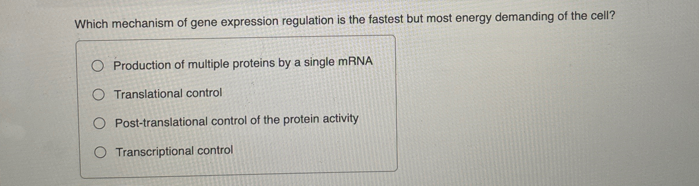 Solved Which mechanism of gene expression regulation is the | Chegg.com